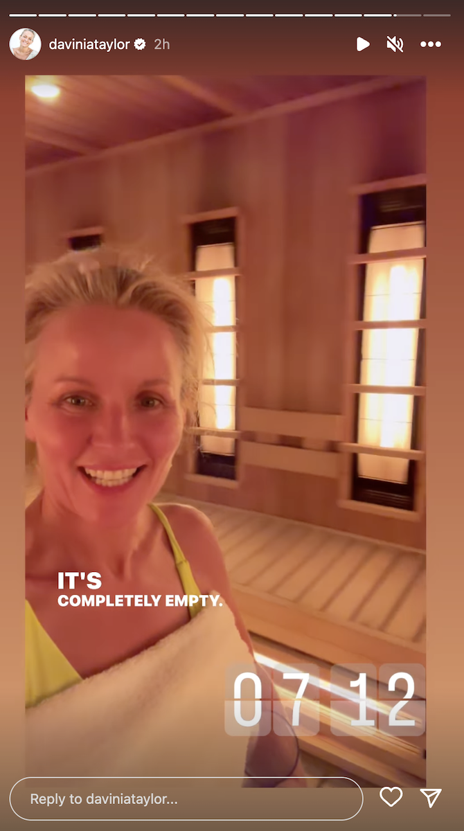 Davinia Taylor in Bathing Suit Hits the Sauna — Celebwell