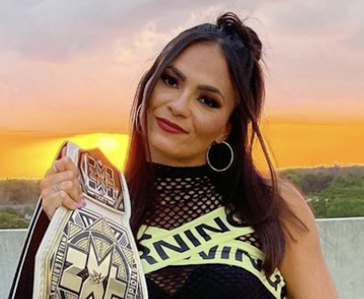 WWE NXT's Kiana James in Two-Piece Wrestling Gear Shows Off the Belt