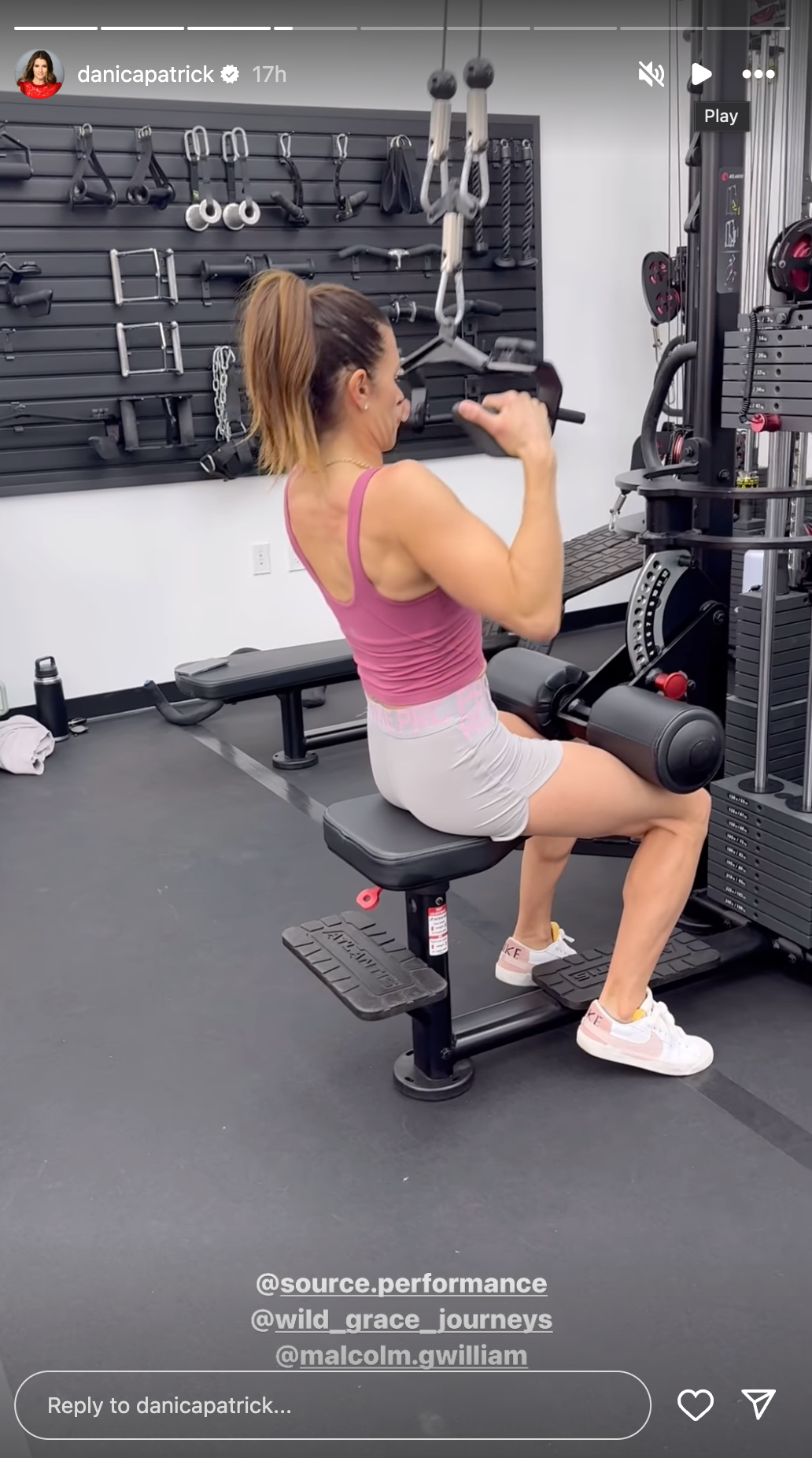 Danica Patrick in Workout Gear Says "Thanks Coach"