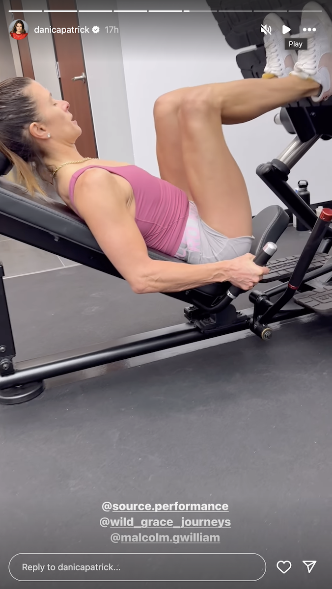 Danica Patrick in Workout Gear Says "Thanks Coach"