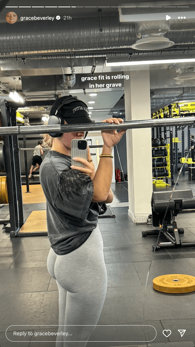 Grace Beverley in Workout Gear Shares "Big Leg Day" Workout