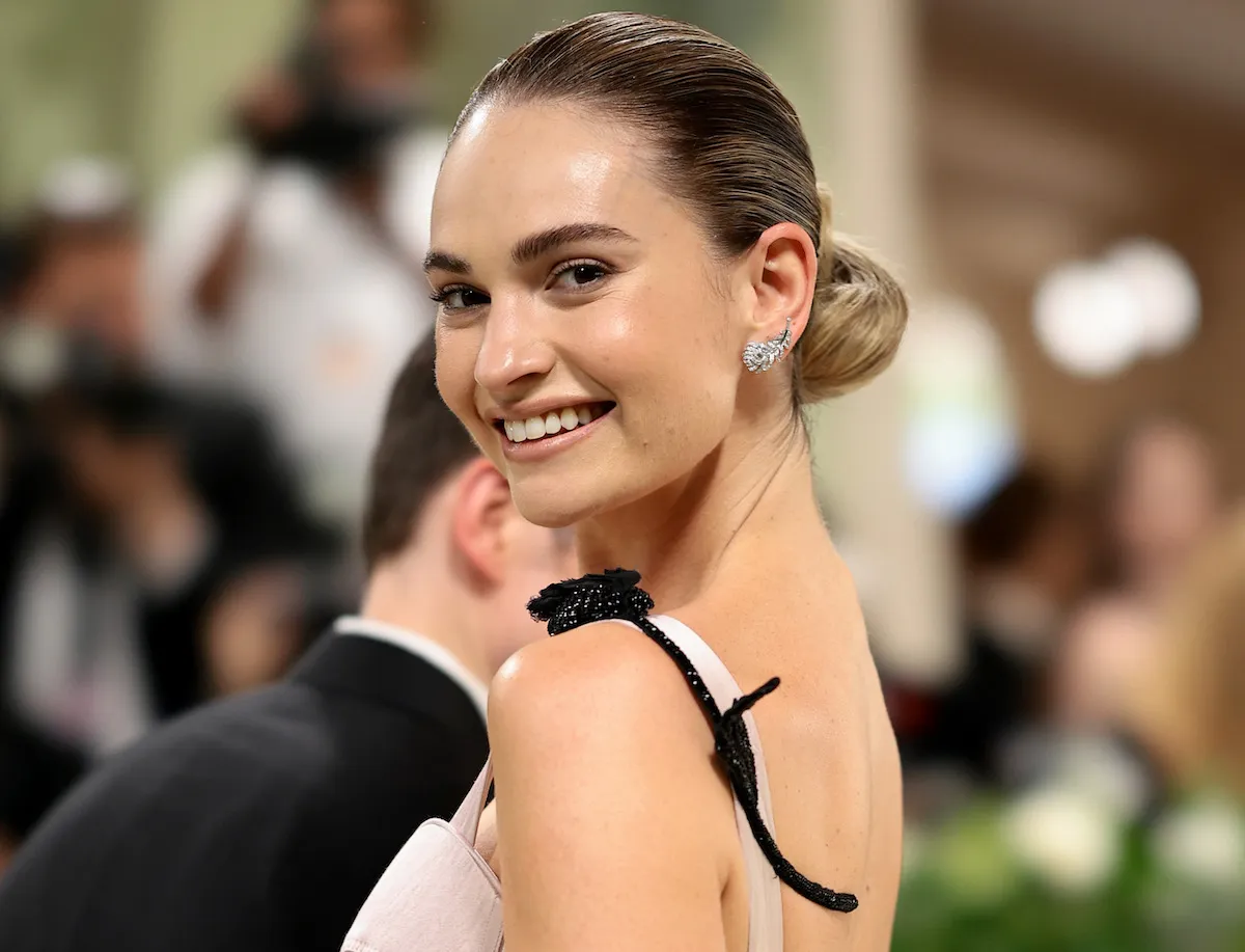 Lily James in Two-Piece Workout Gear is “Obsessed” With the Tracy ...