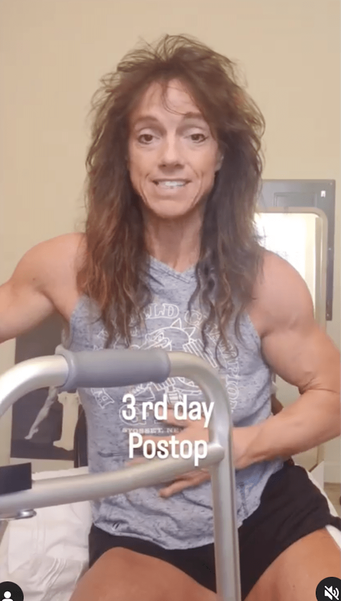 Bodybuilder Sheila Bleck in Two-Piece Workout Gear Journals "My Recovery"