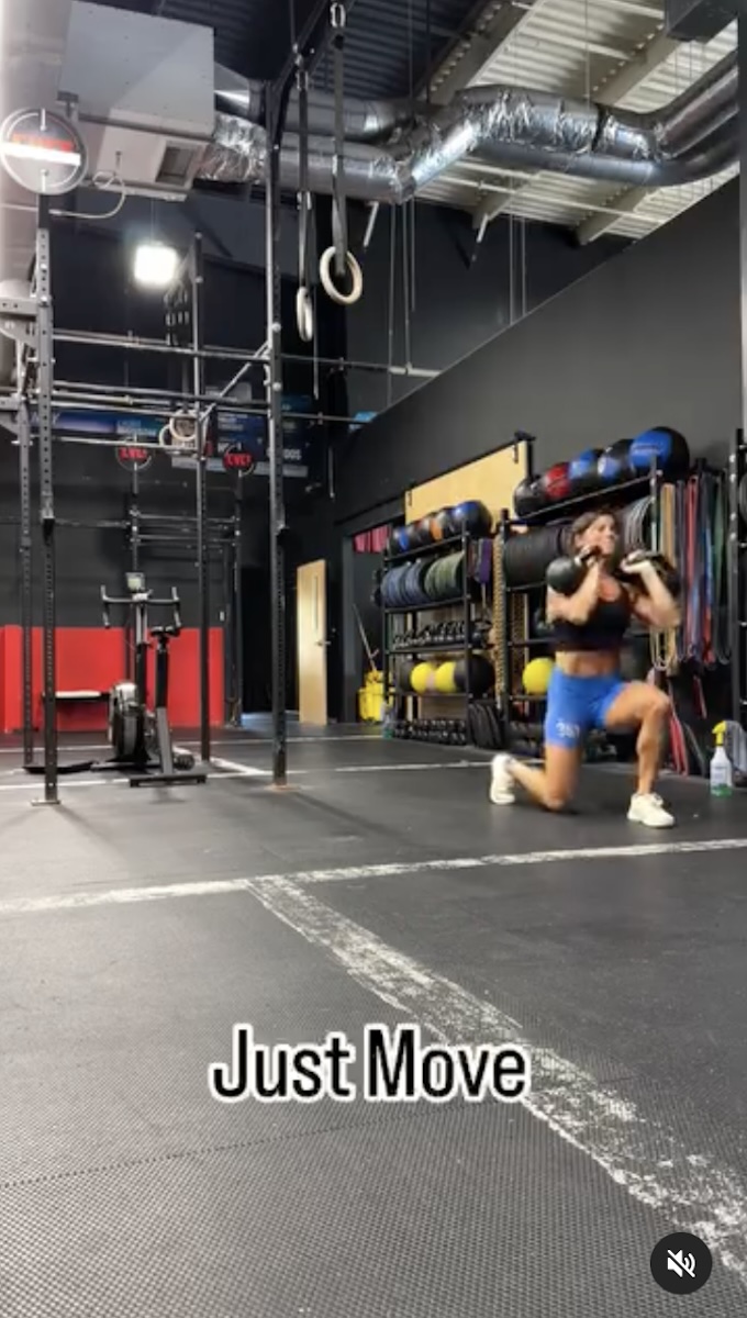 Dani Horan in Two-Piece Workout Gear Says "Move Your Body"