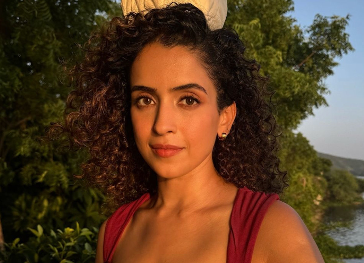 Indian Beauty Sanya Malhotra in Two-Piece Workout Gear Does Impressive Balance Exercise